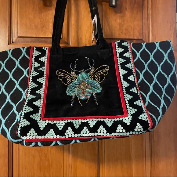 America and Beyond | Bags | Stunning America And Beyond Bee Dazzled Tote New Turquoise Beaded ...